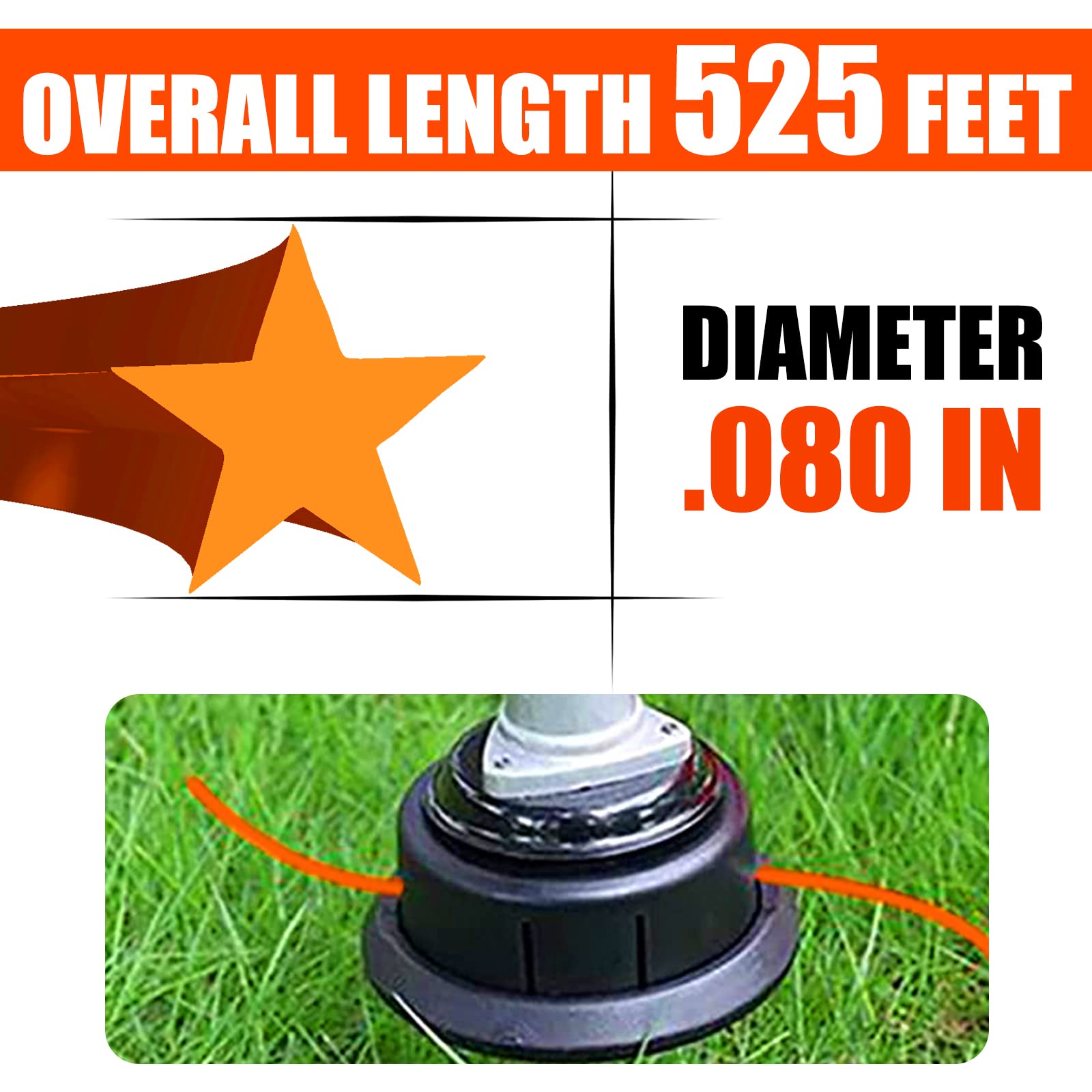 Snapklik.com : String Trimmer Line, Commercial Grade Orange Pentagon ...