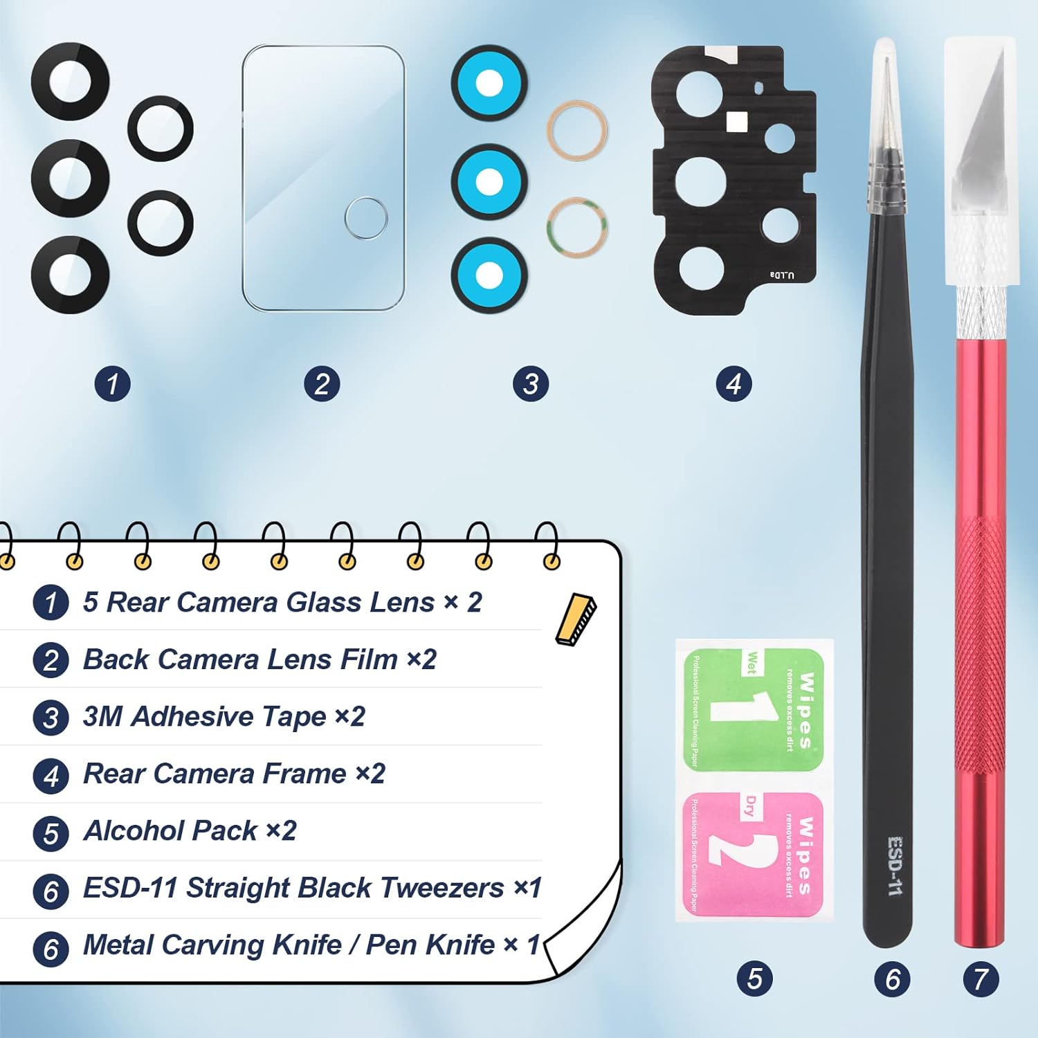 Amazon.com: 2 Pcs Camera Lens Glass Replacement for Samsung Galaxy A53 ...