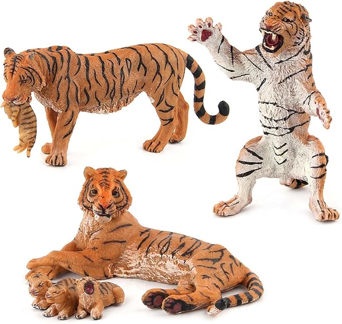 Amazon.com: okidg 3 Piece Animal Tiger Figurine Tiger King Family ...