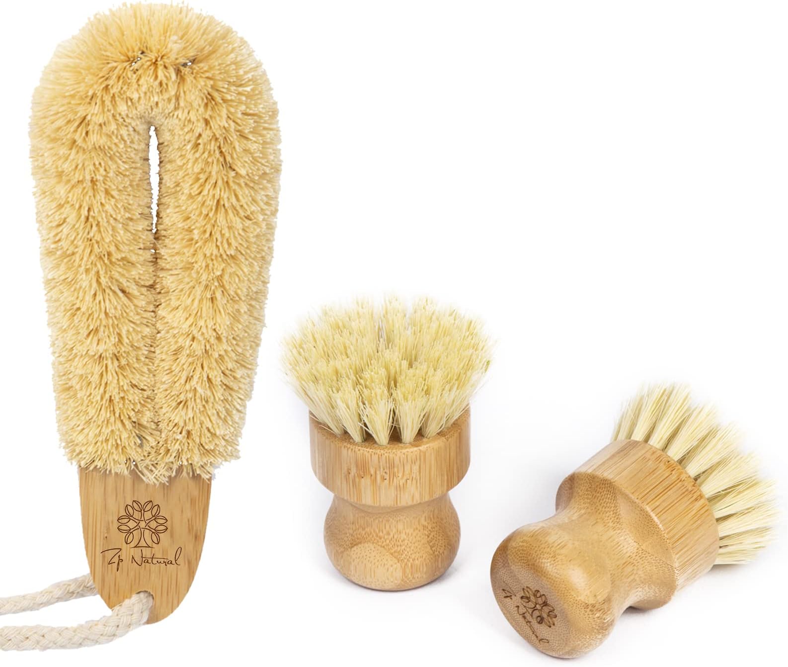 Amazon.com: Bamboo Dish Brush Set, 4 Pcs Palm Wooden Dish Scrubber ...