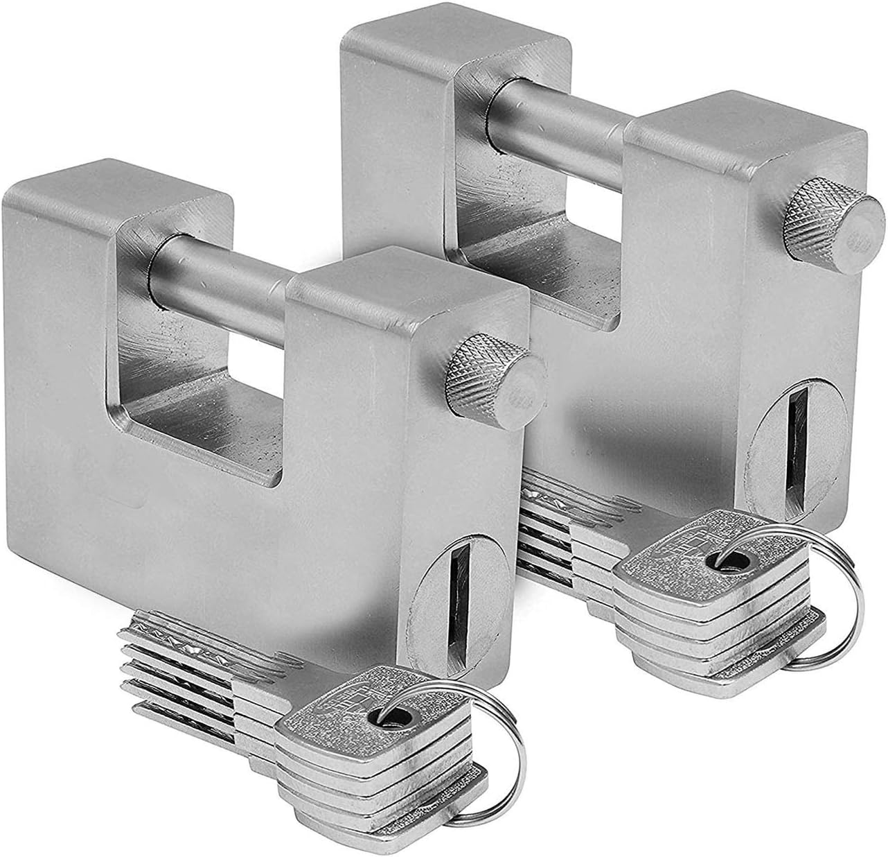 Heavy Duty 1.09kg Padlock Lock with 5 Keys (2 Pack) - Hardened Solid ...