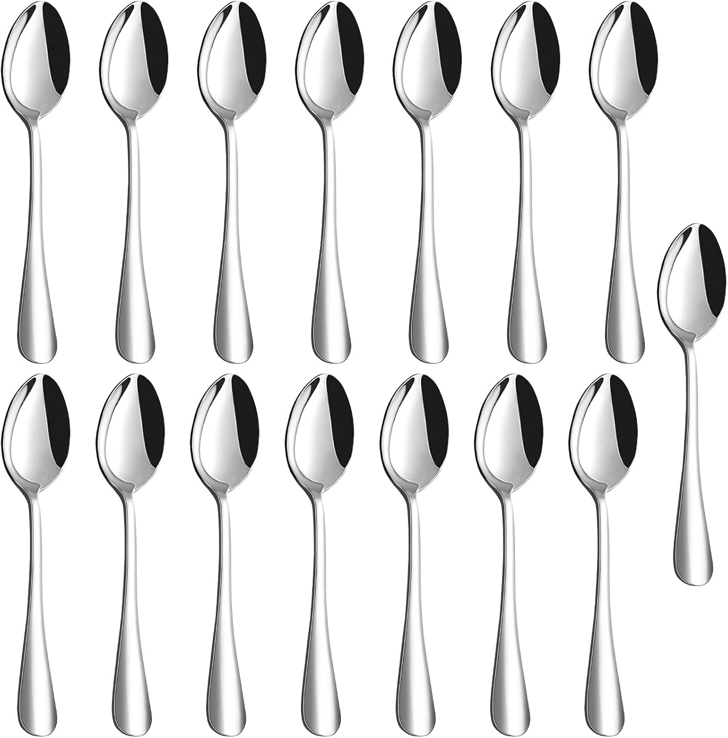 Amazon.com: HAKSEN 15PCS Silver Stainless Steel Teaspoons Spoons Set, 6 ...