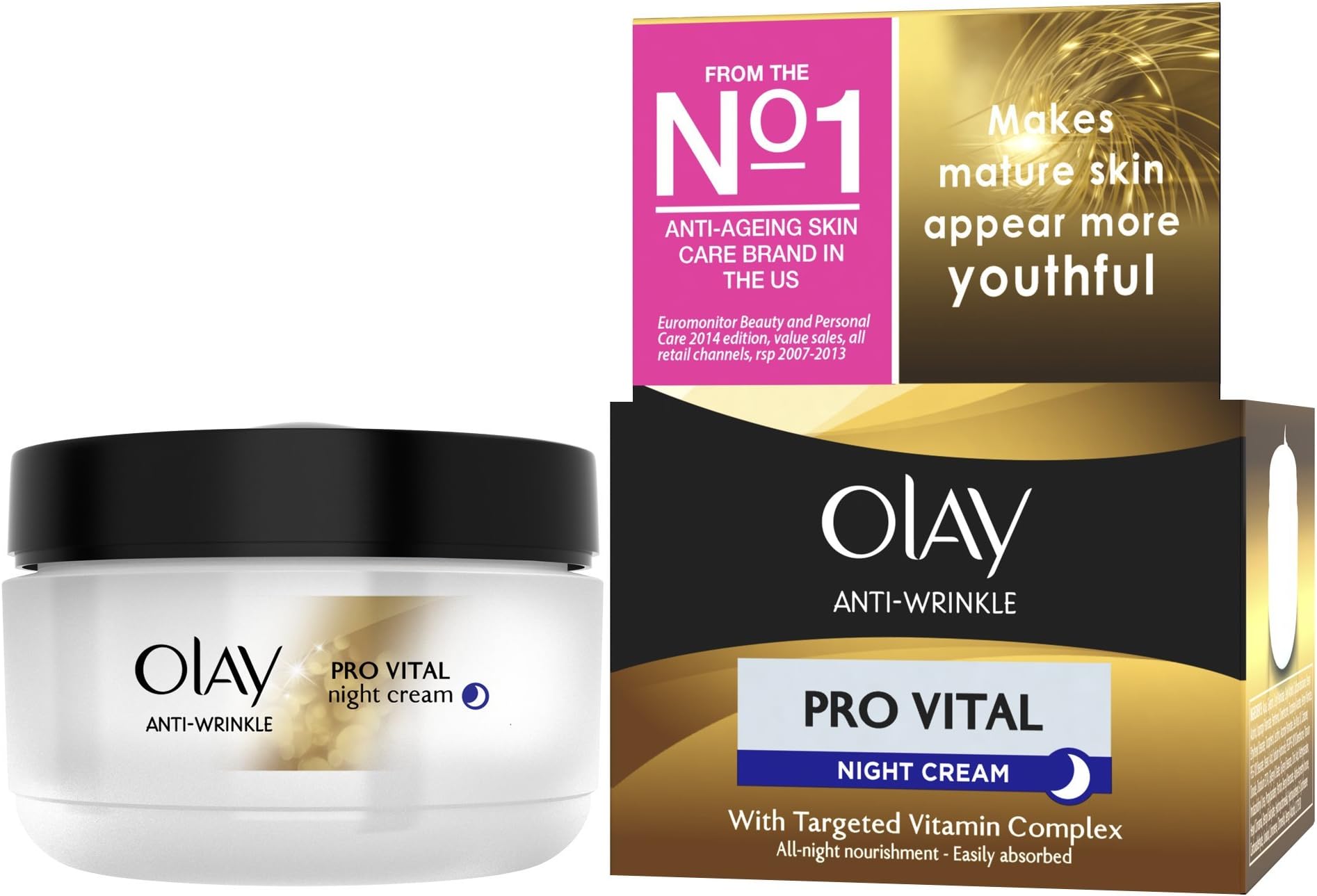 Amazon.com: Olay Anti-Wrinkle Firm and Lift Night Cream for 40+, 1.7 ...
