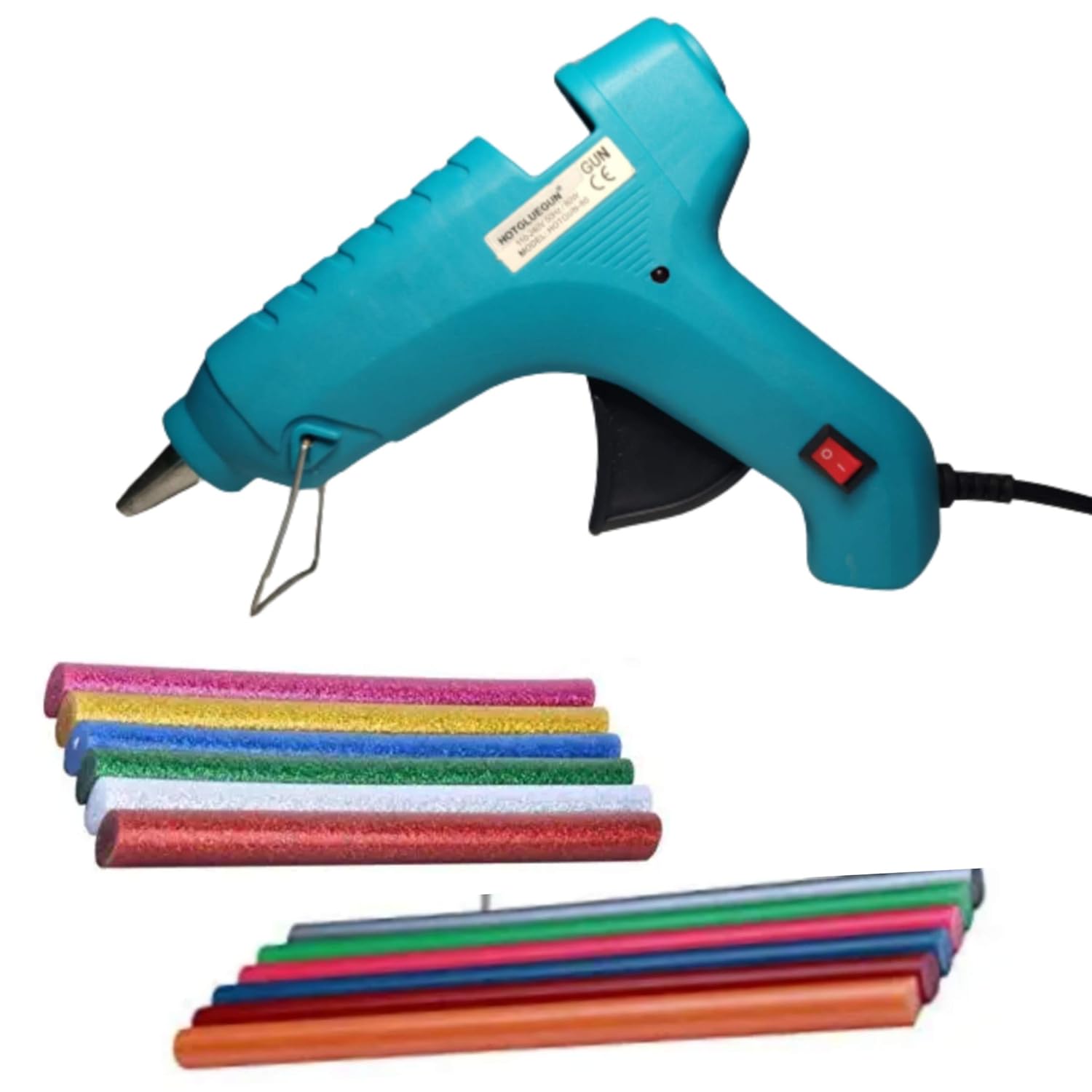 HOTGLUEGUN® 80W Hot Melt Glue Gun with 5 Fluorescent + 5 Glitter ...