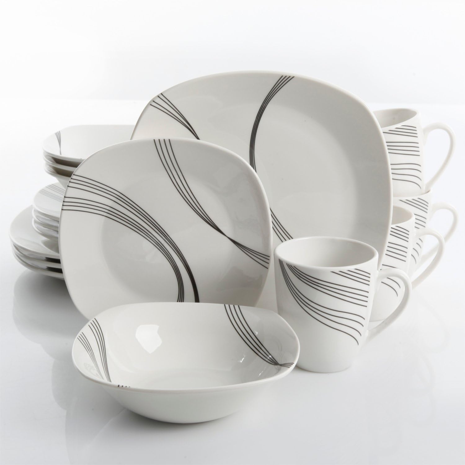 Amazon.com | Gibson Home Curvation 16 Piece Dinnerware Set: Dinnerware Sets
