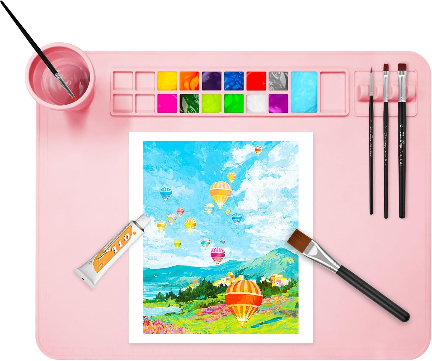 Amazon.com: OSDUE Silicone Painting Mat, 20" x 16" Art Mat with Cup ...