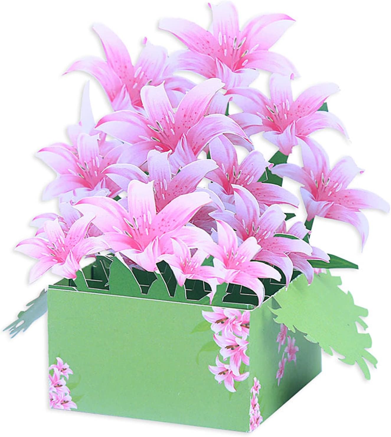 3D Pop up Flower Bouquet Greeting Card, Lily Flower Basket Pop Up Card ...