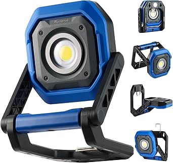 2000LM LED Work Light Rechargeable with 4000mAh Battery, 3 Brightness ...
