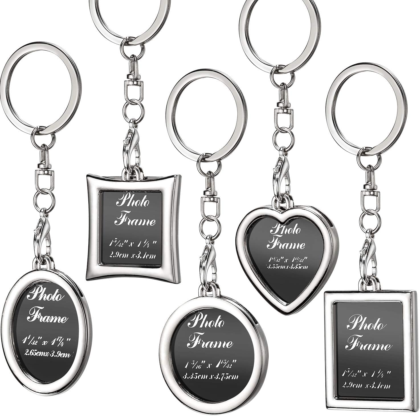 Amazon.com: Tatuo 10 Pieces Metal Photo Frame Keychain, Heart Keyring ...