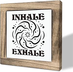 Amazon.com: Inspirational Sign, Box Wood Plaques Desk Décor, Breath ...