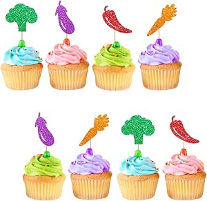 Amazon.com: 24pcs Vegetables Cupcake Toppers, Farmer Birthday Party ...