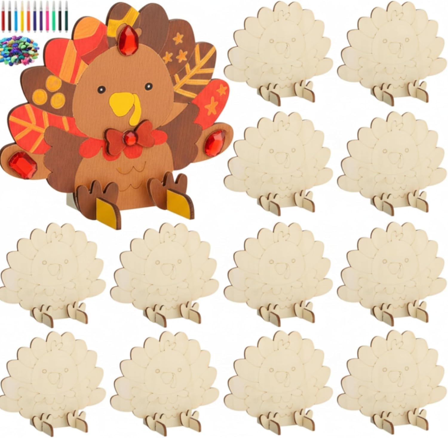 Amazon.com: Blueweenly 12 Set Fall Thanksgiving Sitting Turkey Craft ...