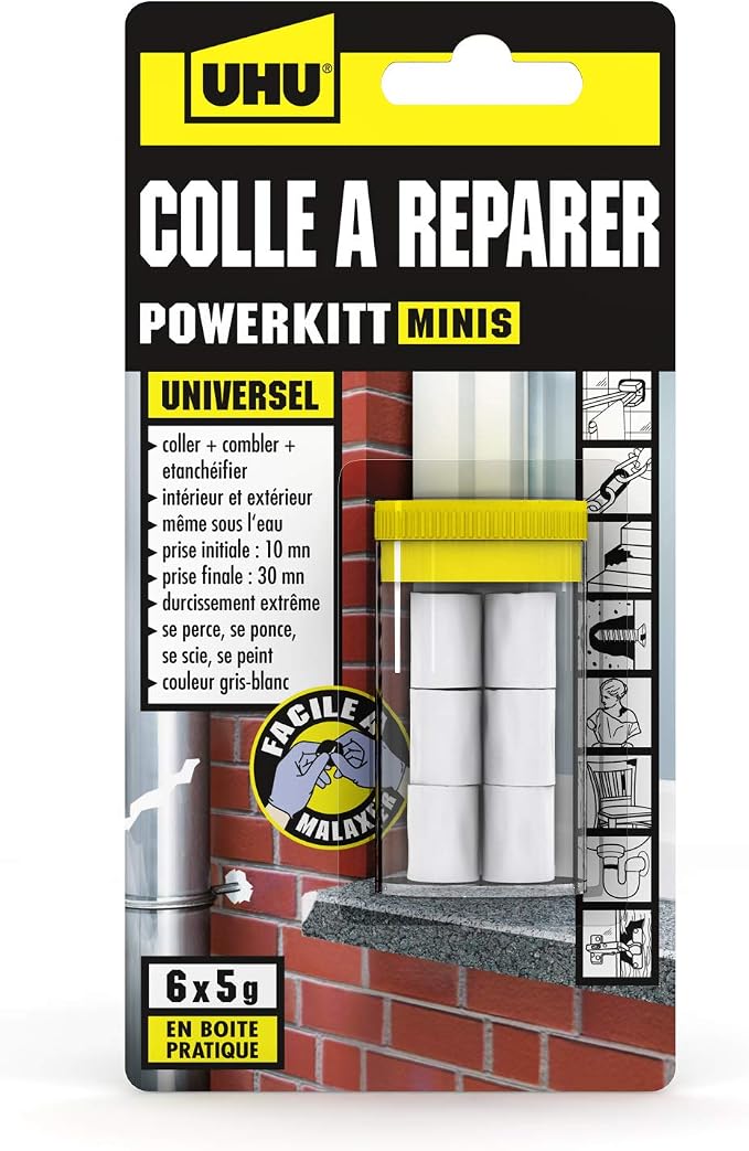 UHU Powerkitt Mini Repair Glue - Plasticine Epoxy Resin 2 Components ...