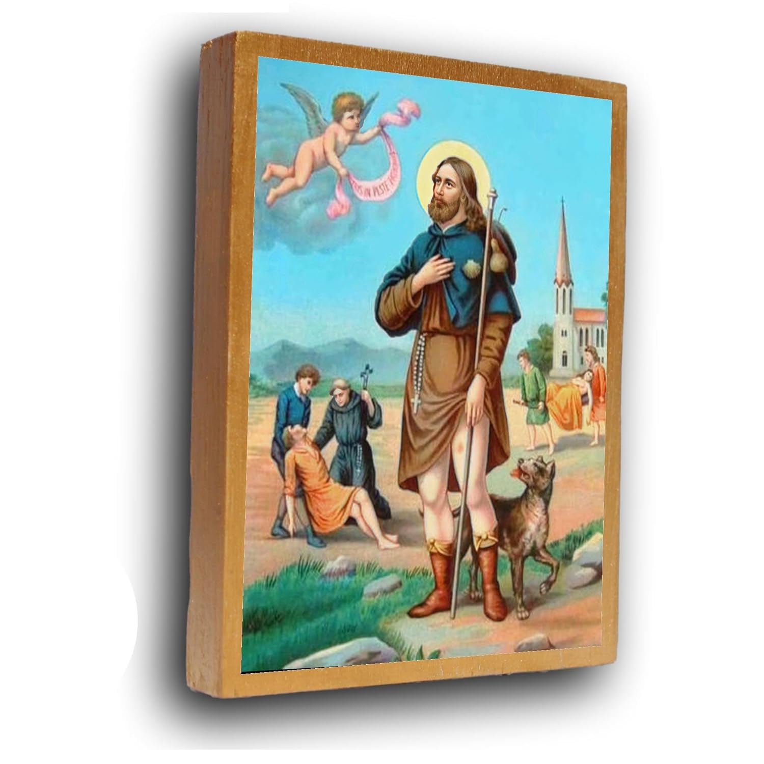 Amazon.com: Saint Roch icon, St Roch icon, patron dog, Catholic Art, St ...