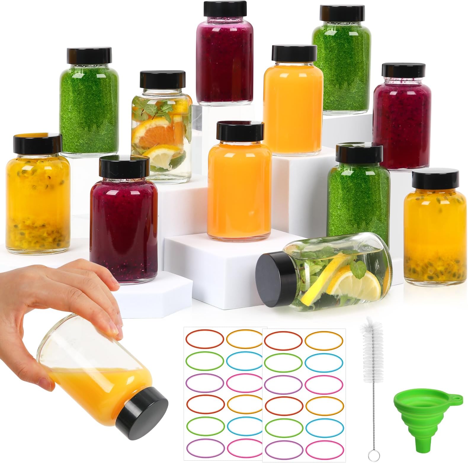 Amazon.com: BPFY 8 Pack 4 oz Glass Juice Shot Bottles with Caps, 120 ml ...