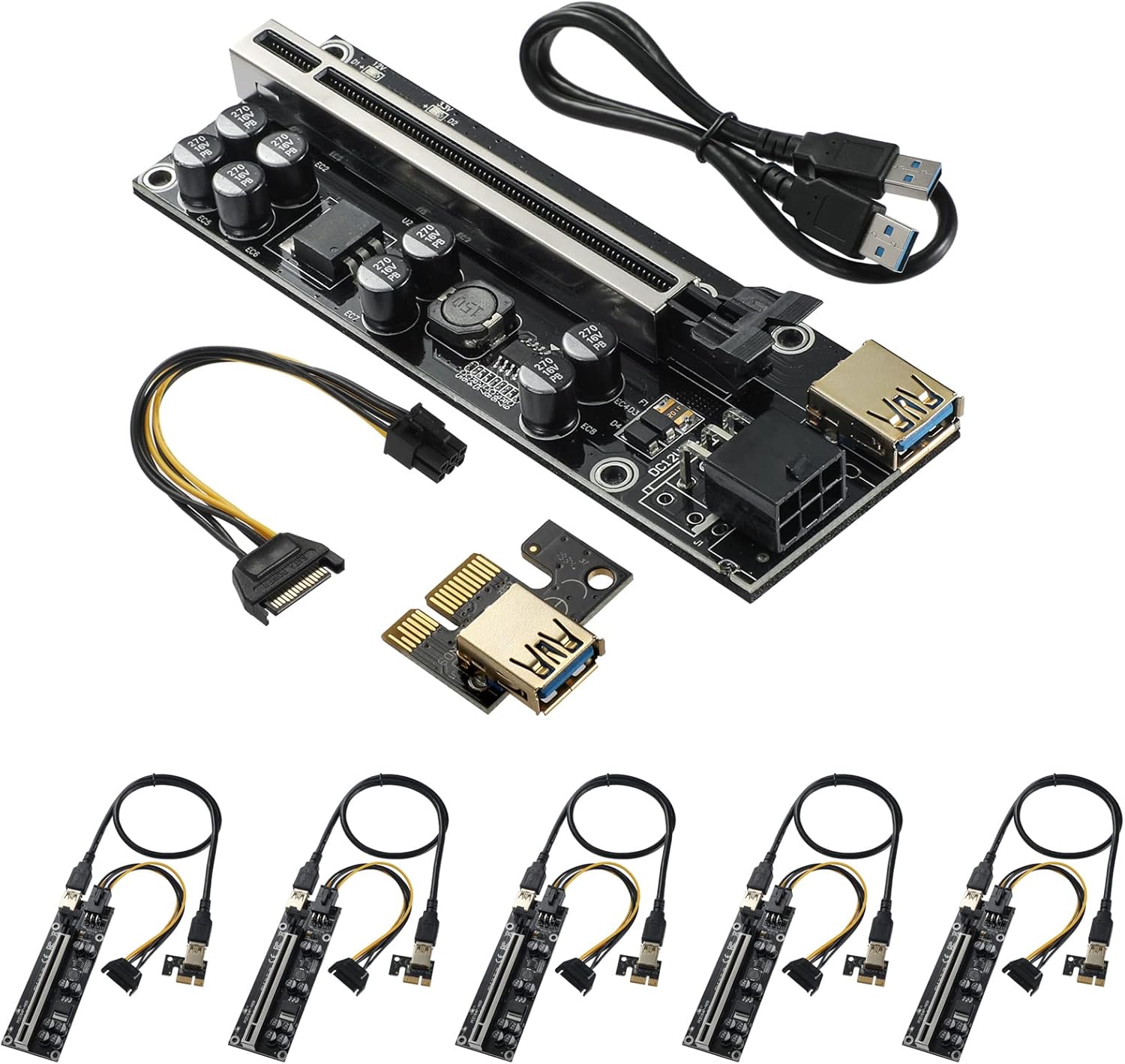 Amazon.com: PCIE Riser Card 8 Capacitors,GPU Extender Riser Card for ...
