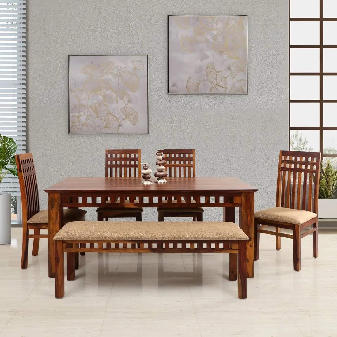 TAMANNA ART PALACE Solid Sheesham Wood Kuber Holo Dining Table Set of ...