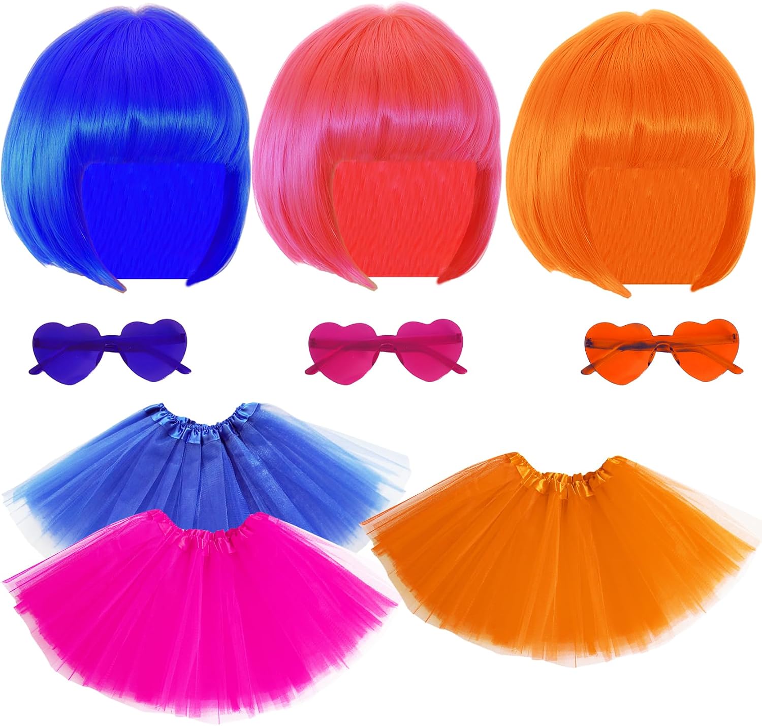 Amazon.com: 3 Sets Women Tutu Skirt 1980s Costume Accessories 5 Layered ...