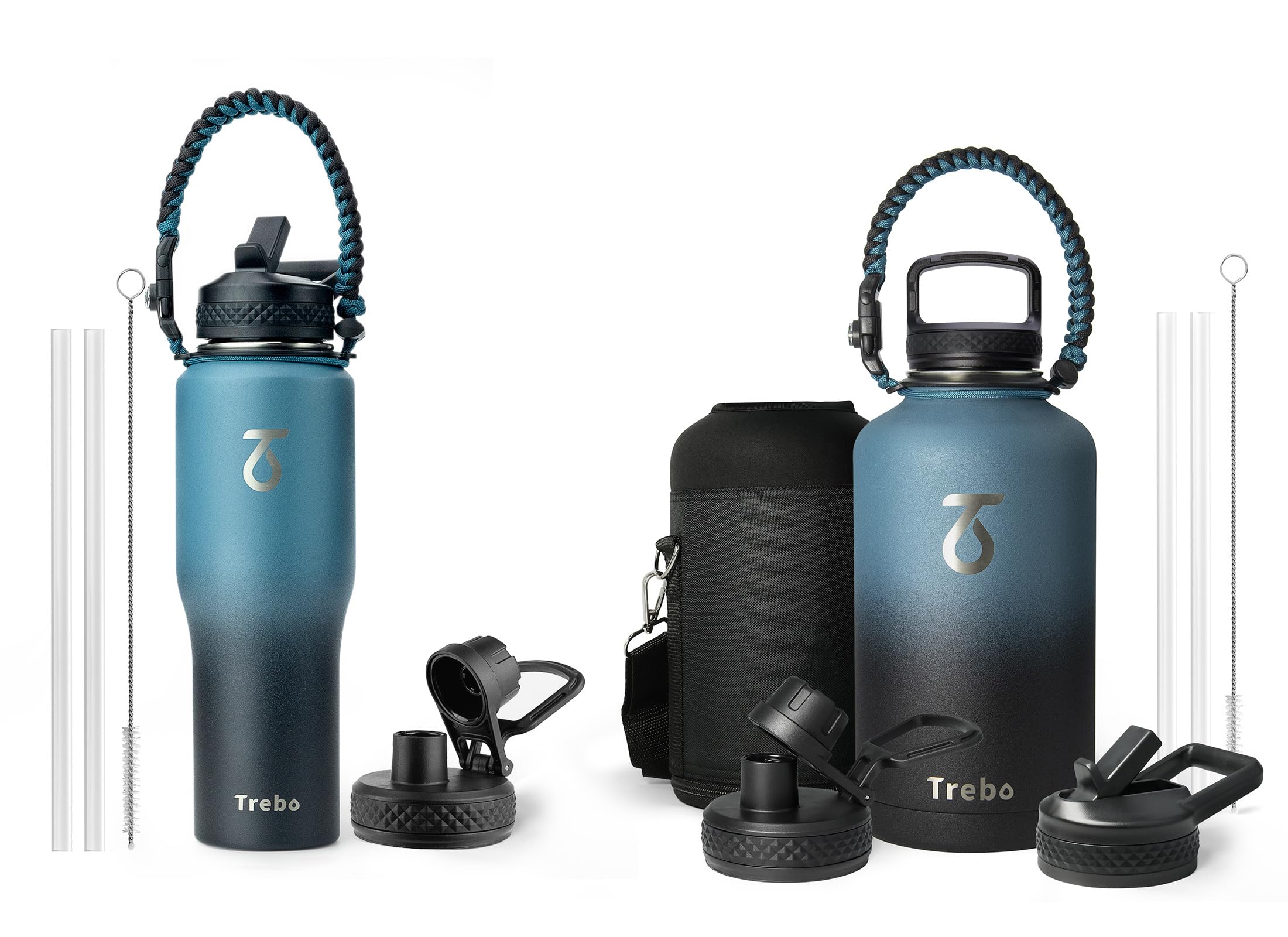 Amazon.com: Trebo Water Bottle 32oz/64oz with Paracord Handle, Half ...