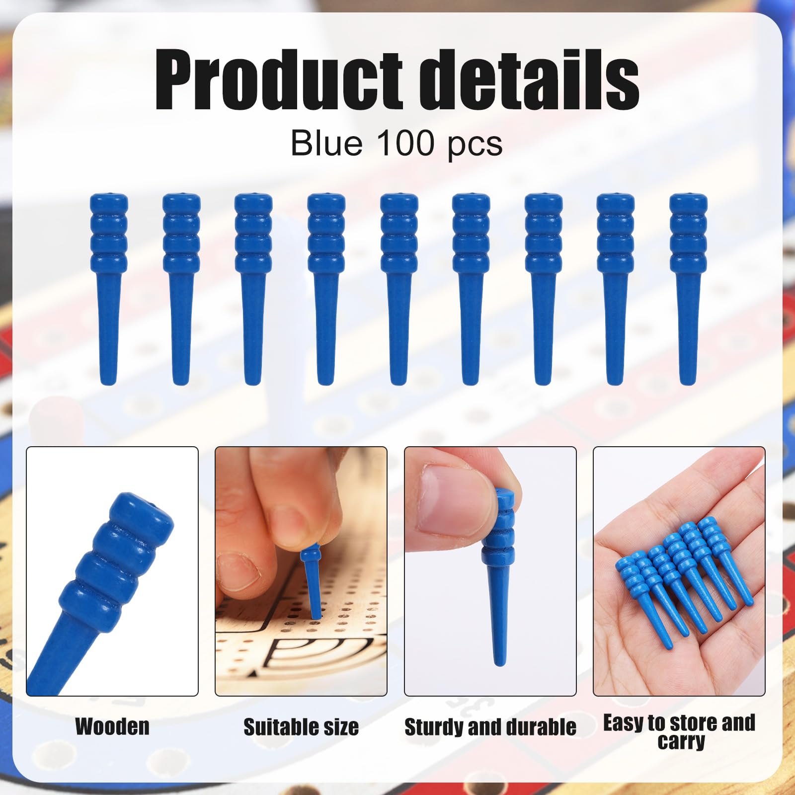 Board Game Storage 100pcs Wooden Cribbage Board Pegs - 1/8 Inch Scoring ...