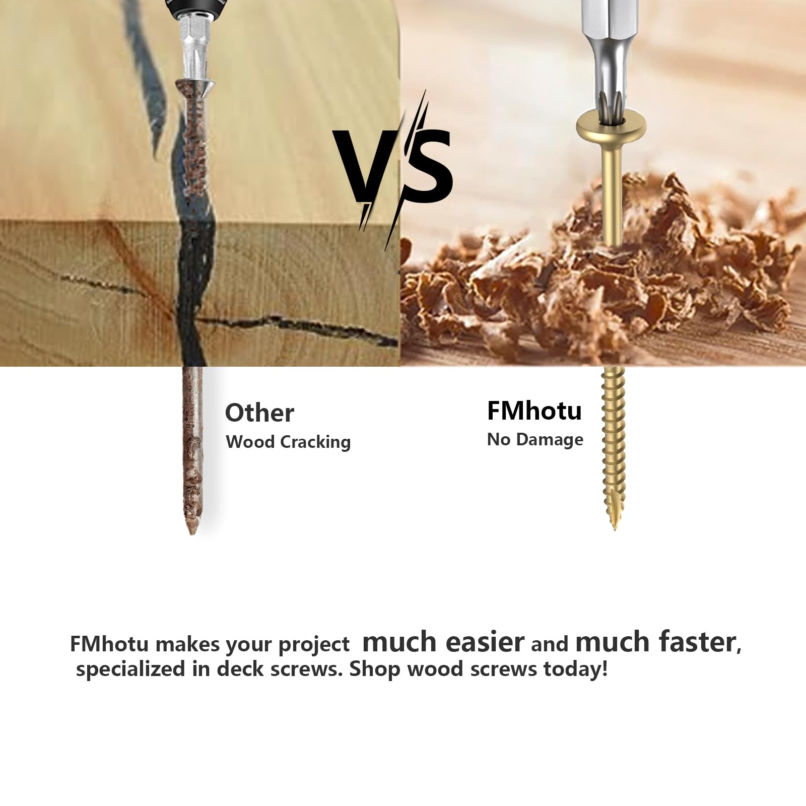 Snapklik.com : FMhotu 2-7/8 Inch Heavy-Duty Outdoor Wood Screws ...