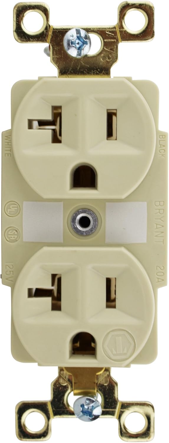 Bryant Electric BRY5362I Receptacle, Electrical Outlet, Ivory ...