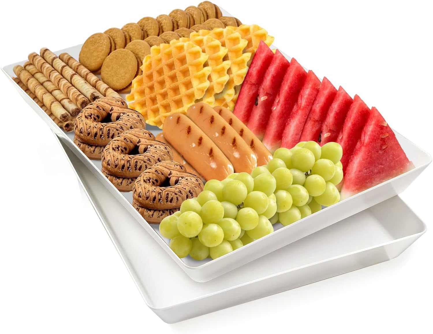 Amazon.com | LIMOEASY 2-Pack Serving Tray, White Serving Platters and ...