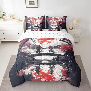 Japanese Samurai Comforter Set Full,7 Pcs Cherry Blossoms Bed In A Bag ...