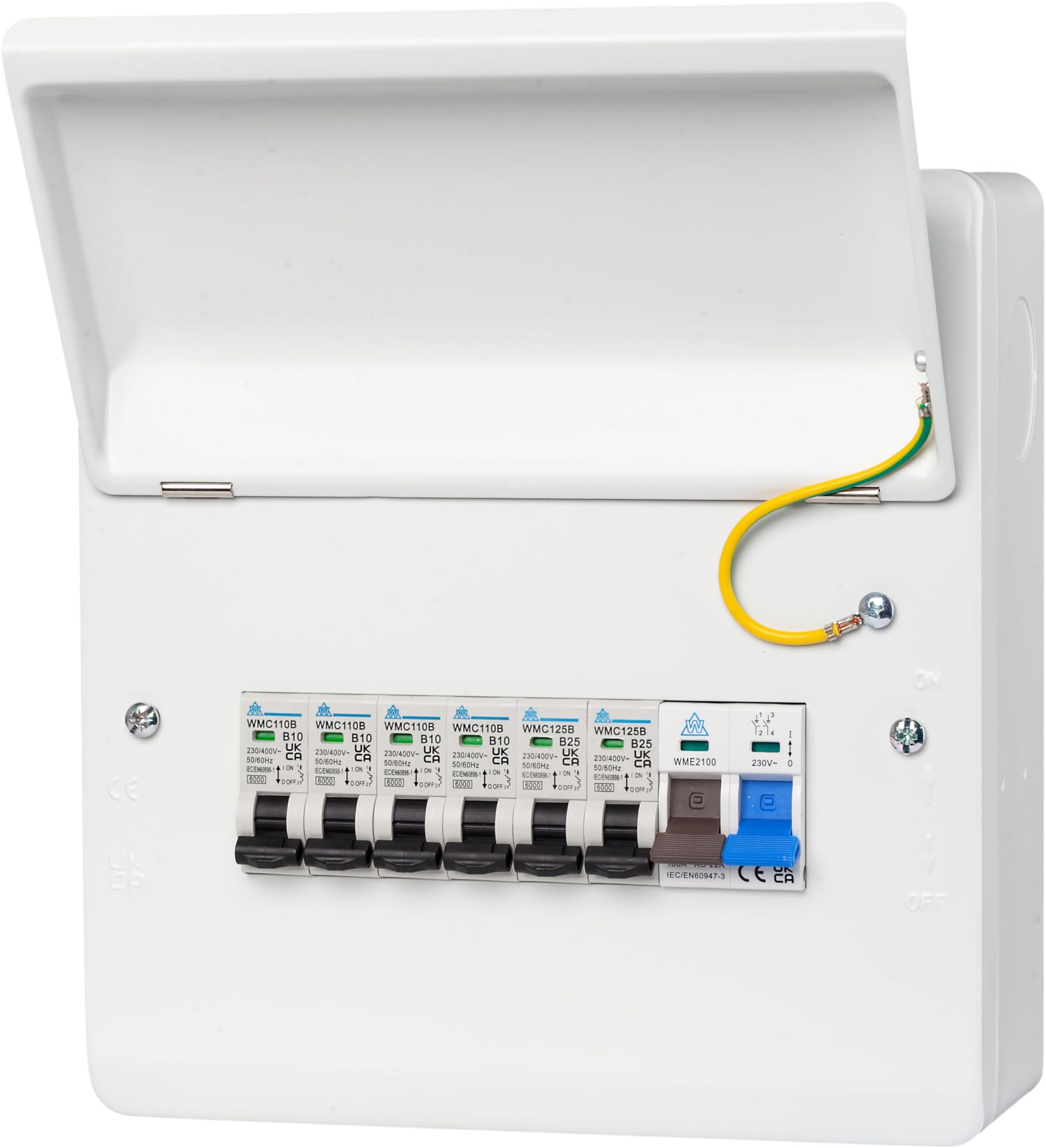 5 Way 63A RCD Garage Consumer Unit Metal Clad 6A 16A 32A MCB : Amazon ...