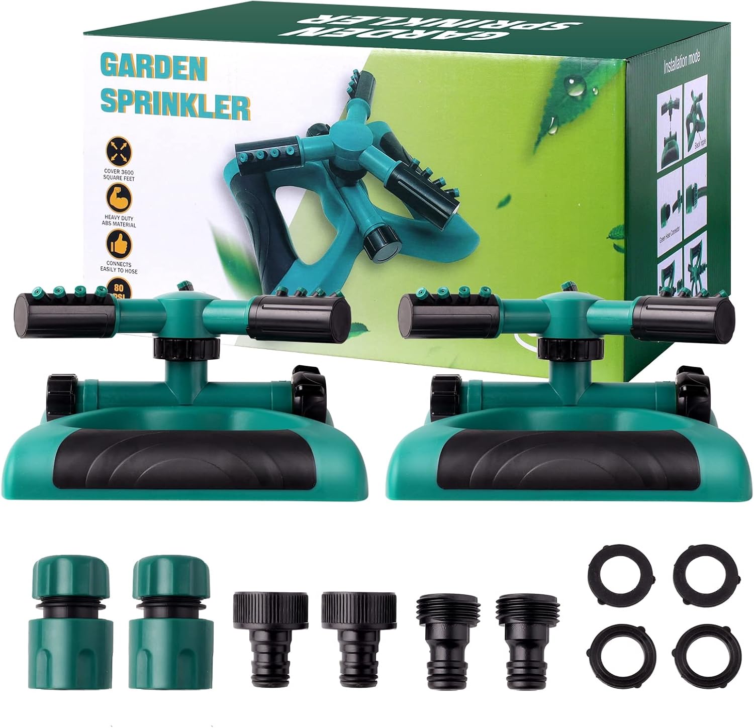 Amazon.com : 2 Packs Sprinklers for Yard, Lawn Sprinkler, 360 Degree ...