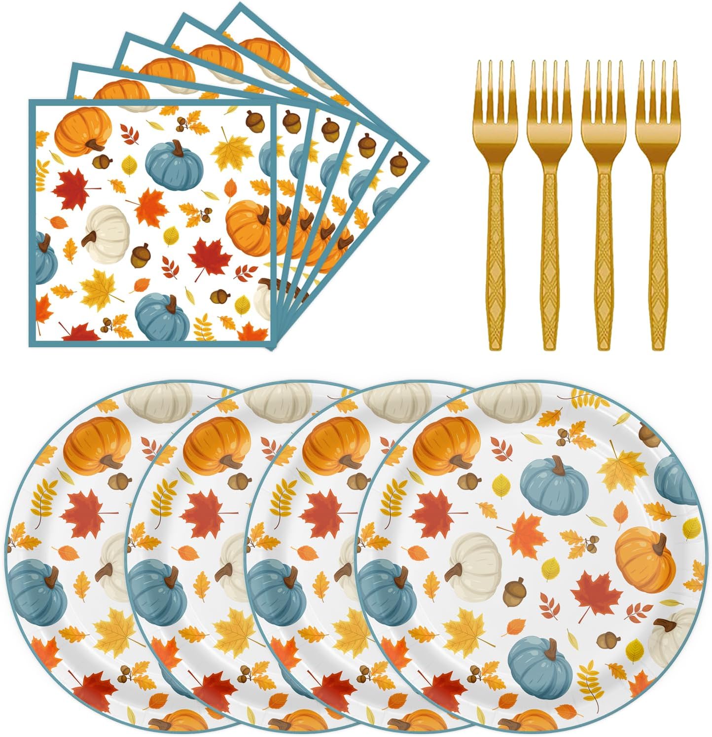 Amazon.com: 72PCS Fall Paper Plates and Napkins Party Supplies, Pumpkin ...