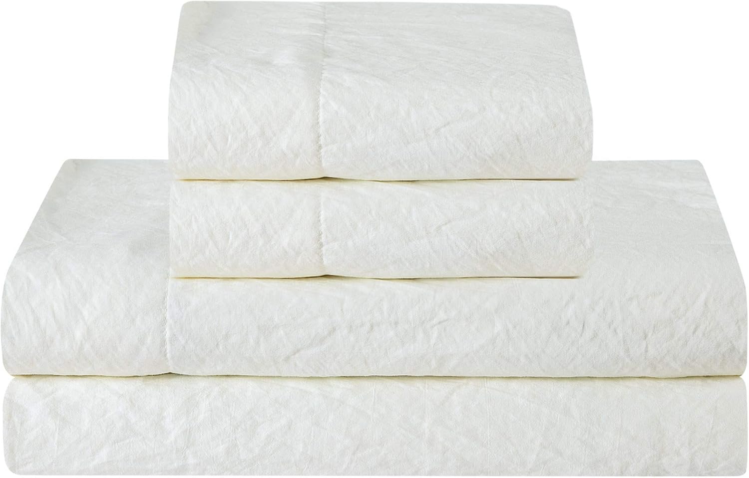 Amazon.com: Prewashed Crinkle Sheet Set - Extra Soft Linen Style ...