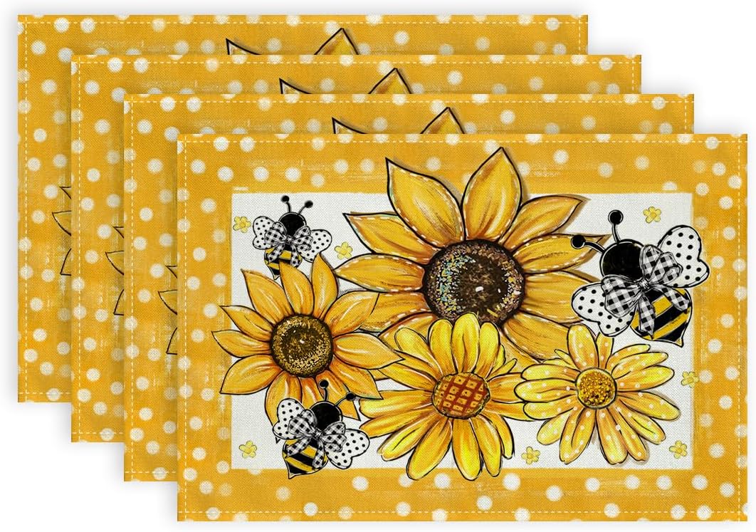 Amazon.com: ARKENY Summer Placemats 12x18 Inches Set of 4, Sunflower ...