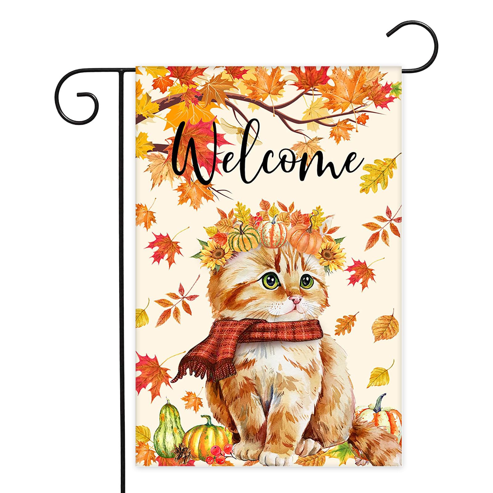 Amazon.com : Avezano Fall Cat Welcome Garden Flag, 12x18 Inch Double ...