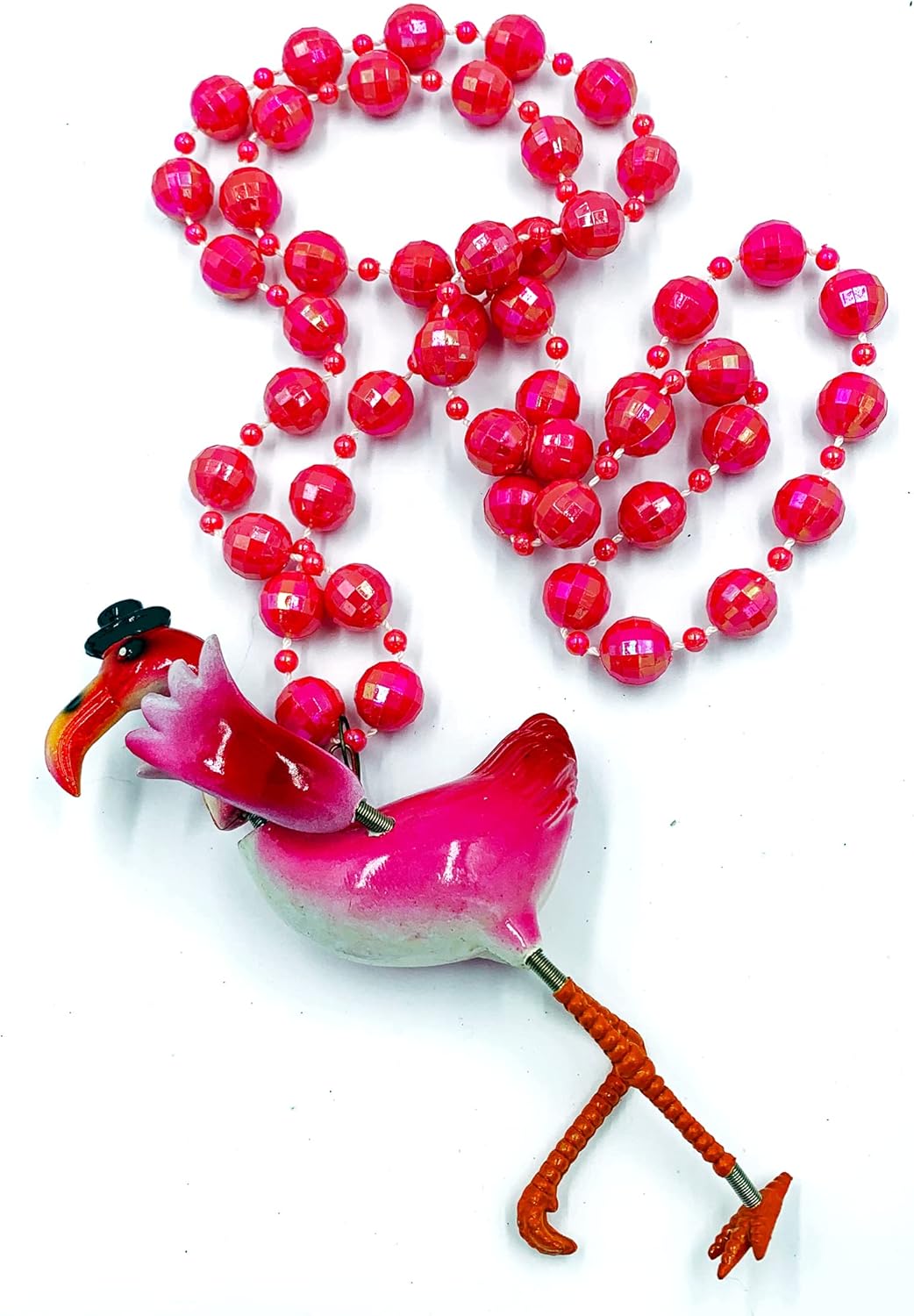 Amazon.com: Bobble Head Pink Flamingo Luau Beads Necklace New Orleans Mardi Gras Spring Break ...