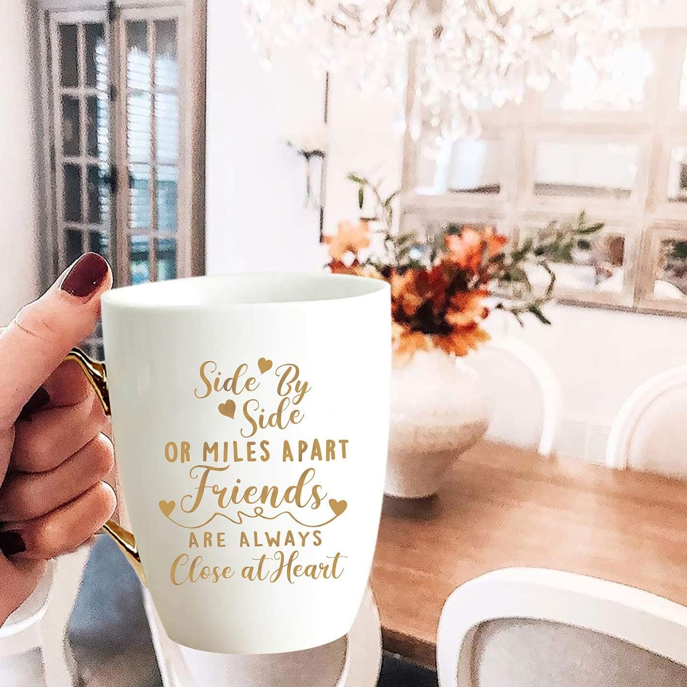 Novaova Friendship Gift Gold Ceramic Coffee Tea Cup, Best Friend Long ...