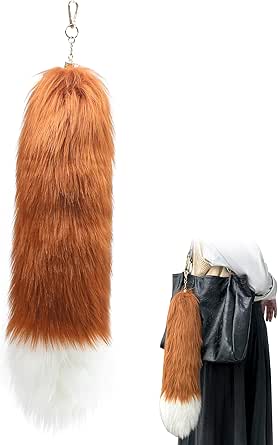 Amazon.com: Fox Tail Keychain 15.7"/40cm Therian Real Soft Furry Brown ...