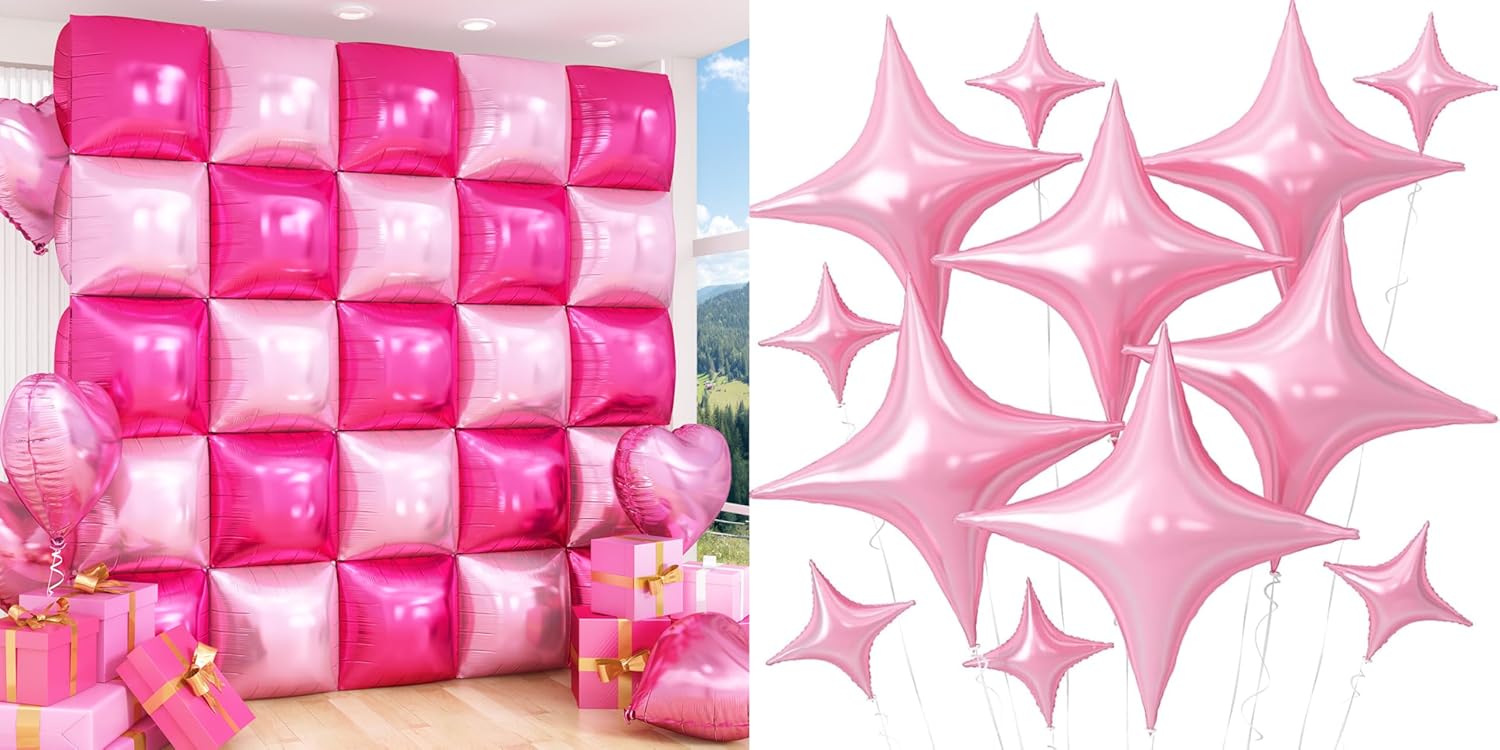 Amazon.com: Adorely Hot Pink Square Foil Balloons, Double Sided Balloon ...