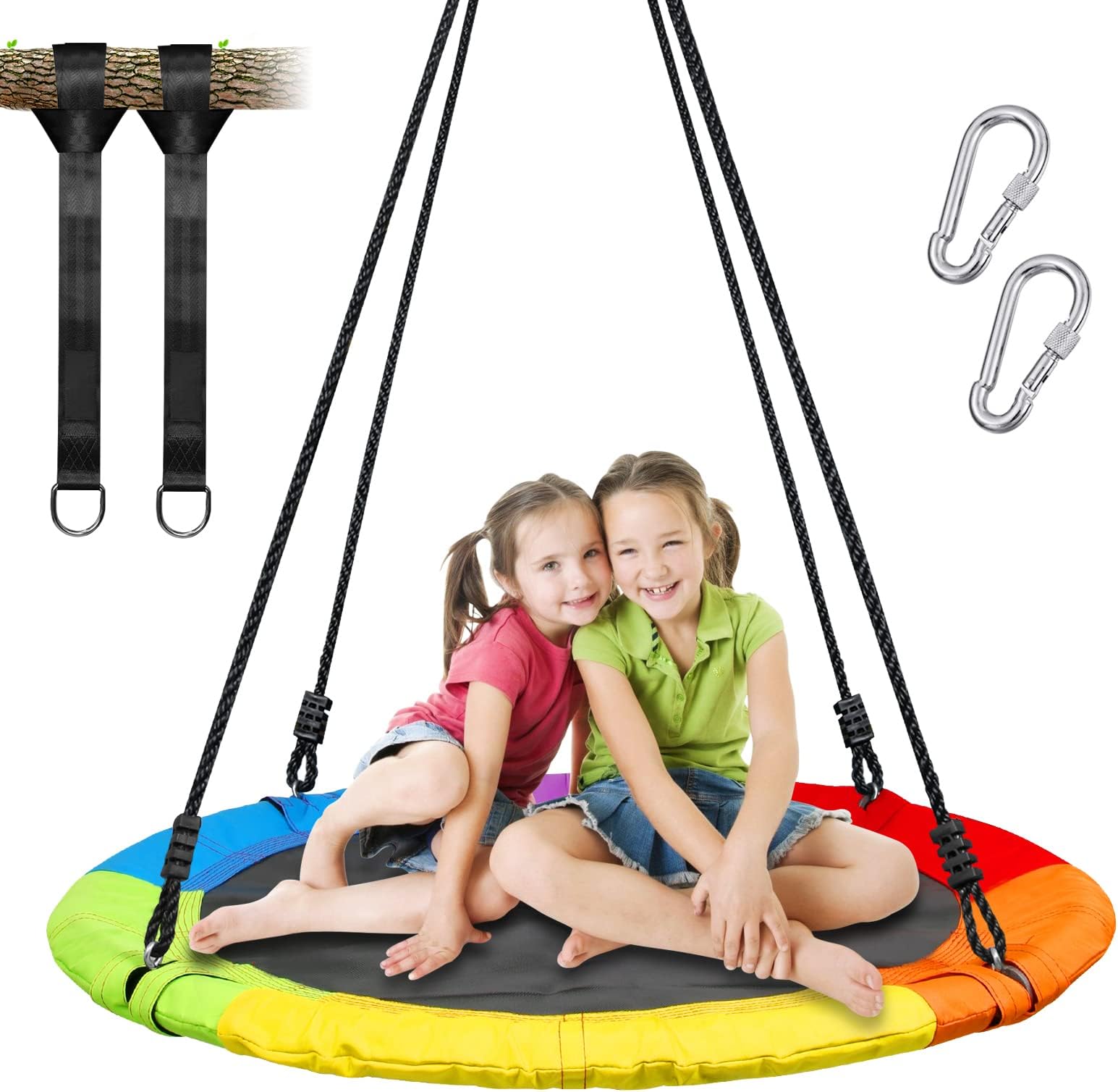 Relaxdays Balançoire nid d'oiseau rond Bleu foncé 90 x 90 x 153 cm ...