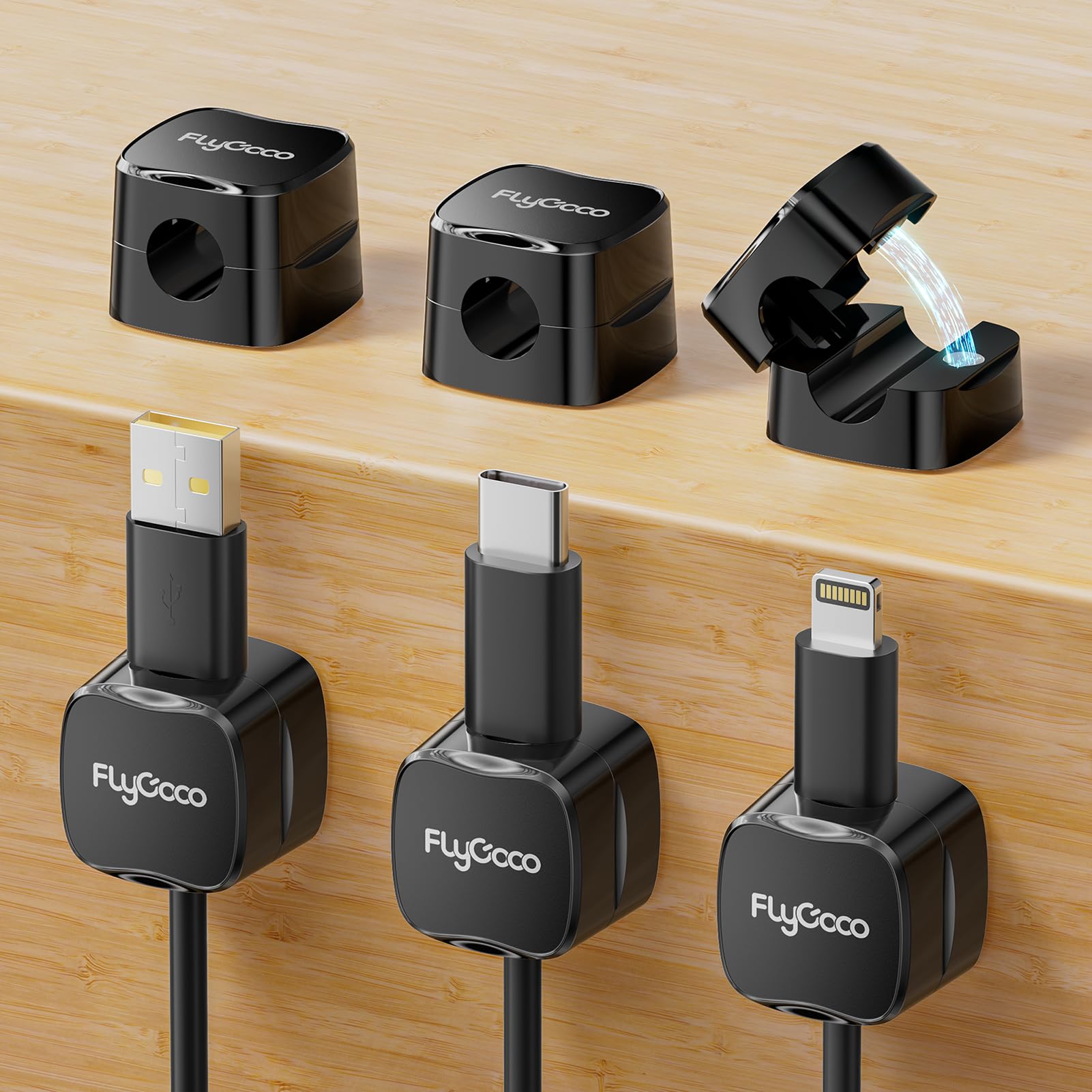 Amazon.com: 6 Pack Magnetic Cable Clips, FlyCoco Cell Phone Cord Holder ...