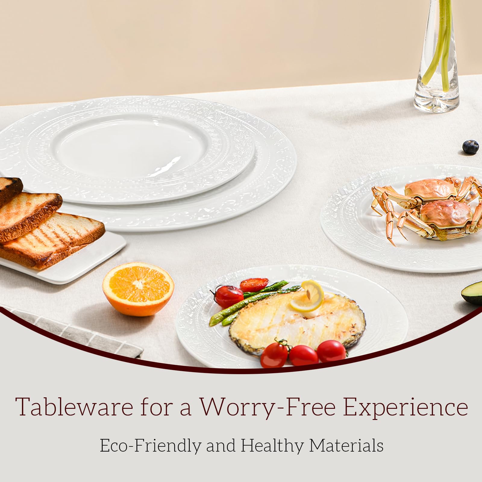 Snapklik.com : 12-Piece Ceramic Dinnerware Set For 4 Ceramic Plate And ...