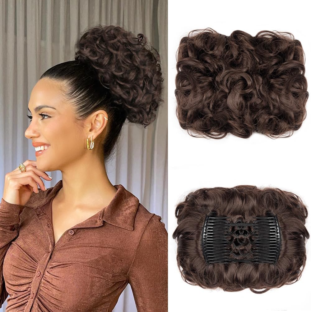 Amazon.com : Synthetic Hair Chignon Scrunchie Natural Grey Hair Braided ...