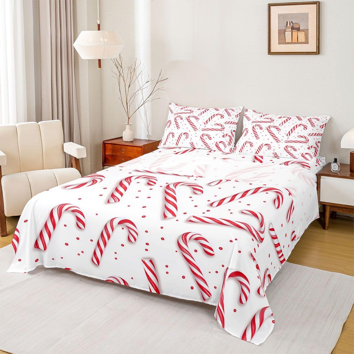 Amazon.com: Erosebridal Christmas Candy Cane Queen Sheets for Kids Boys ...