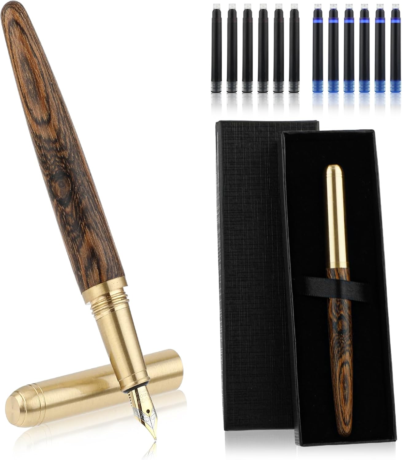 Amazon.com : Amaxiu Luxury Wooden Fountain Pens Set, Fine Nib Wood ...