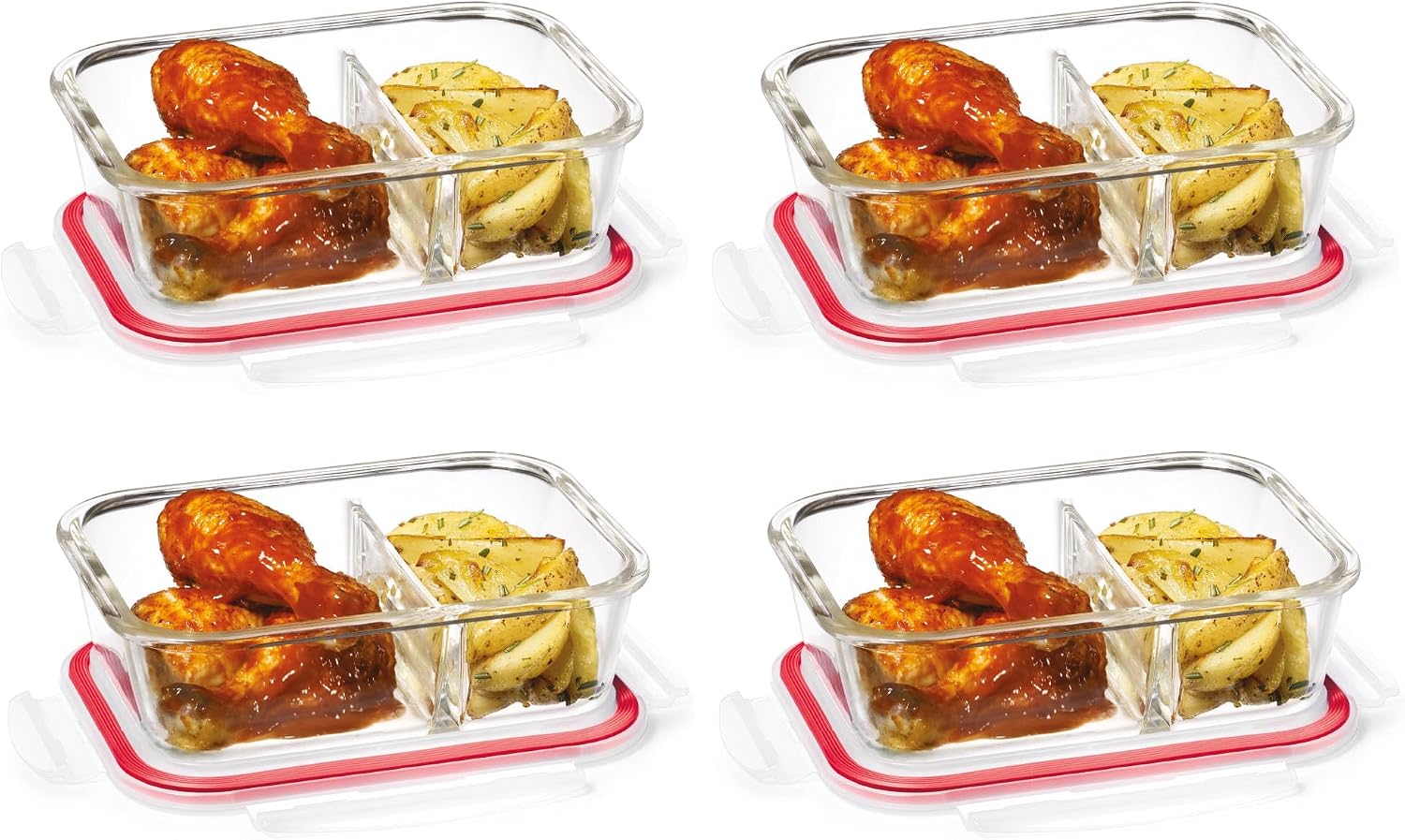 STARFRIT LocknLock 8-Piece Borosilicate Glass Divided Container Set - 4 ...