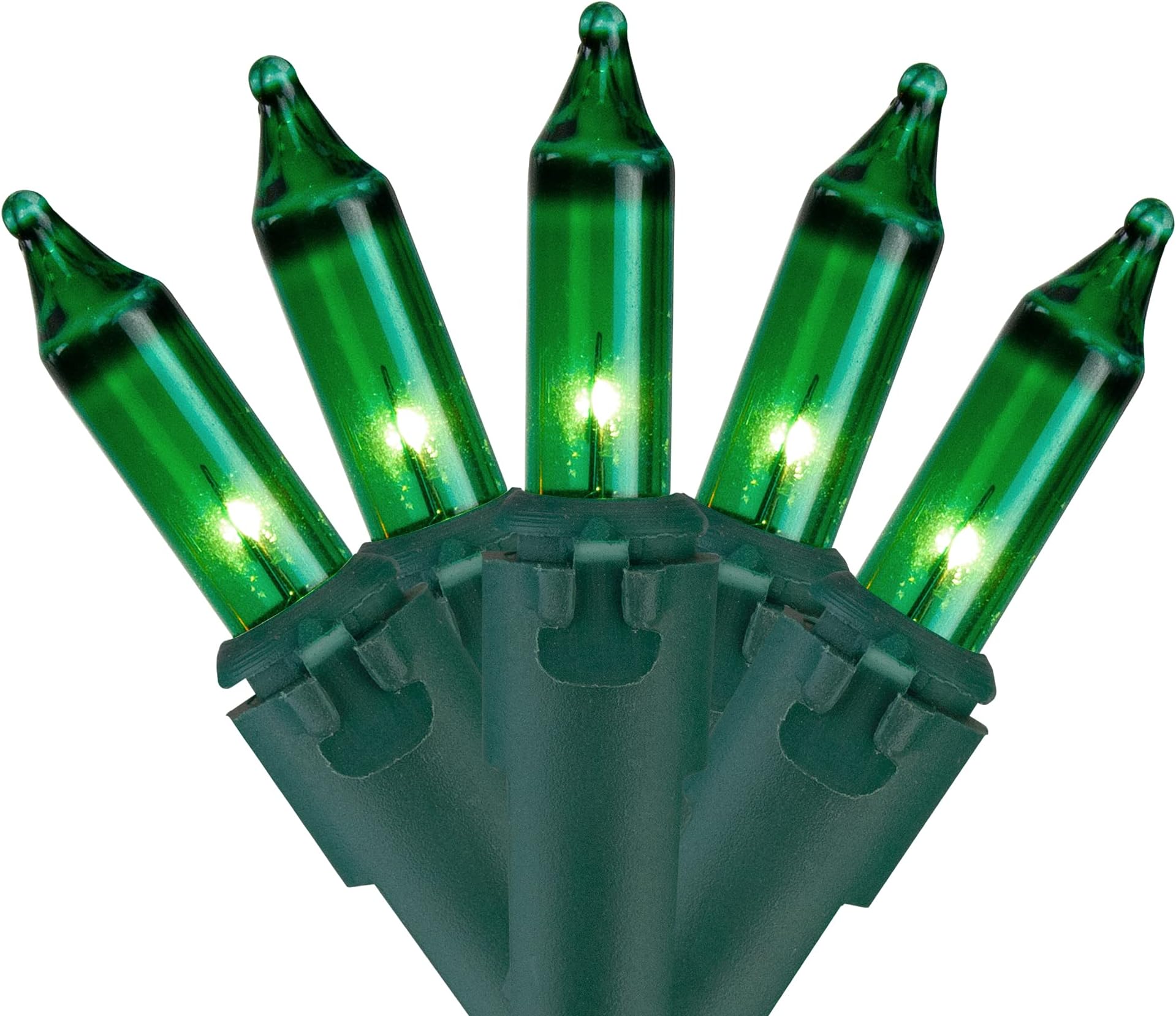 Amazon.com : 50-Count Green Mini Christmas Light Set, 10ft Green Wire ...