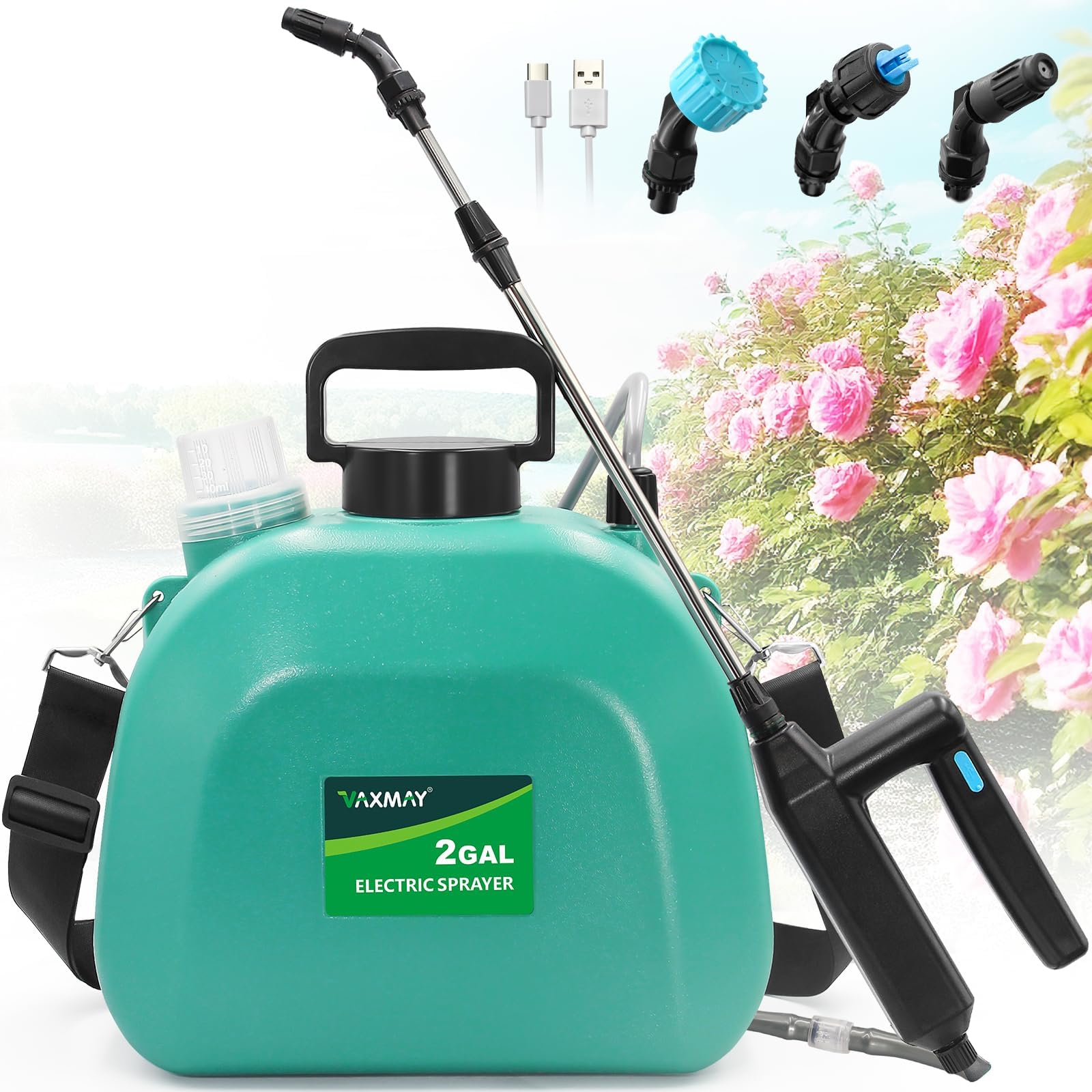 Amazon.com : 2 Gallon Battery Powered Garden Sprayer, 7.4V Powerful ...