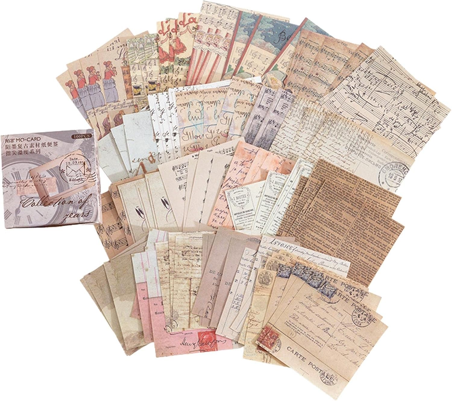 Amazon.com: CASCAB 100PCS Vintage Scrapbook Stickers Paper Pack ...