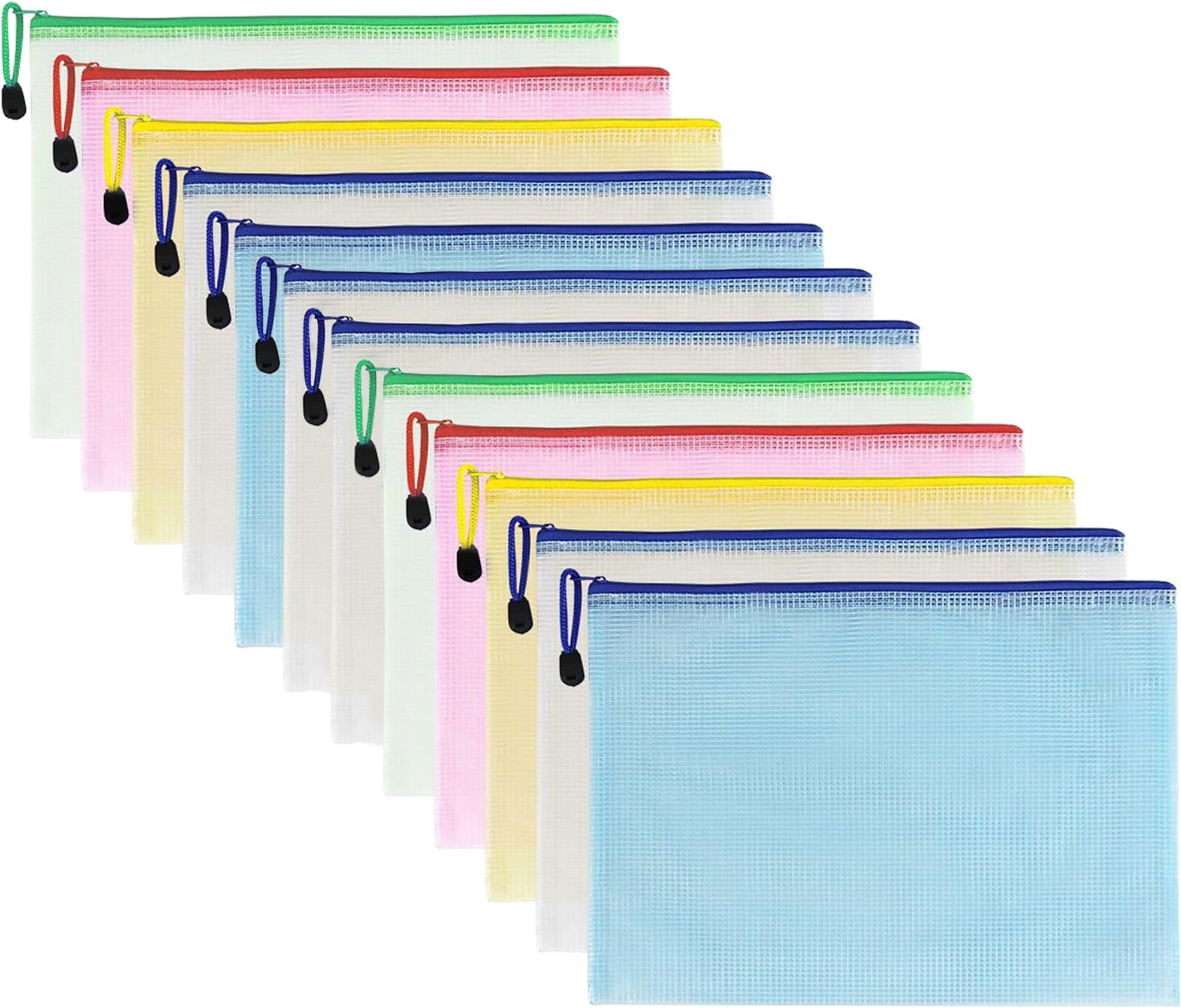 Taiyeestar 12PCS A4 Plastic Zip Wallets, A4 File Zip Bags, A4 Zip ...
