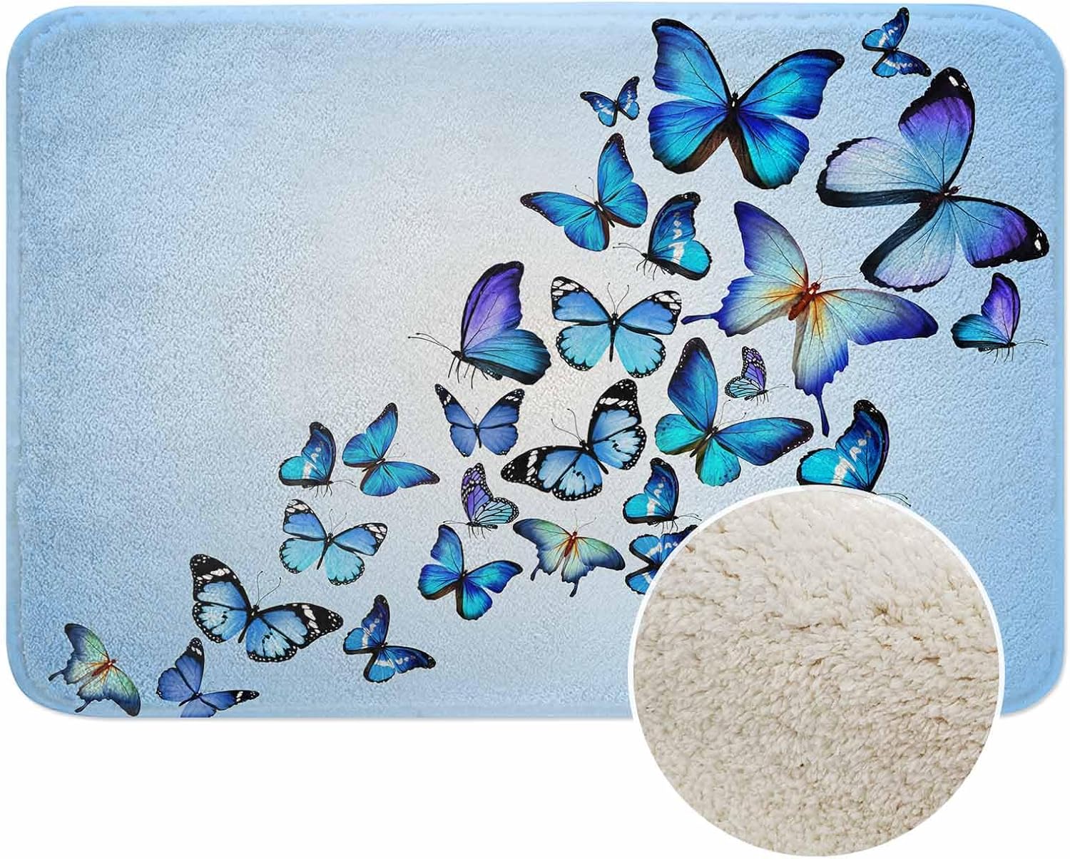 Amazon.com: AOYEGO Butterflies Bath Rugs for Bathroom Nature Blue ...